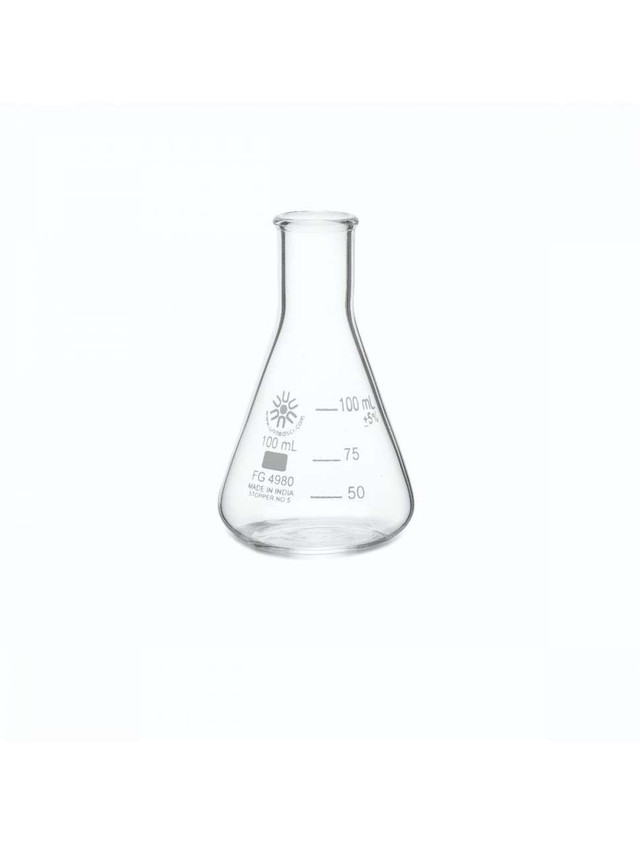 ERLENMEYER FLASK, NARROW MOUTH, BOROSILICATE GLASS, 125ML, CASE, PK/48 ...