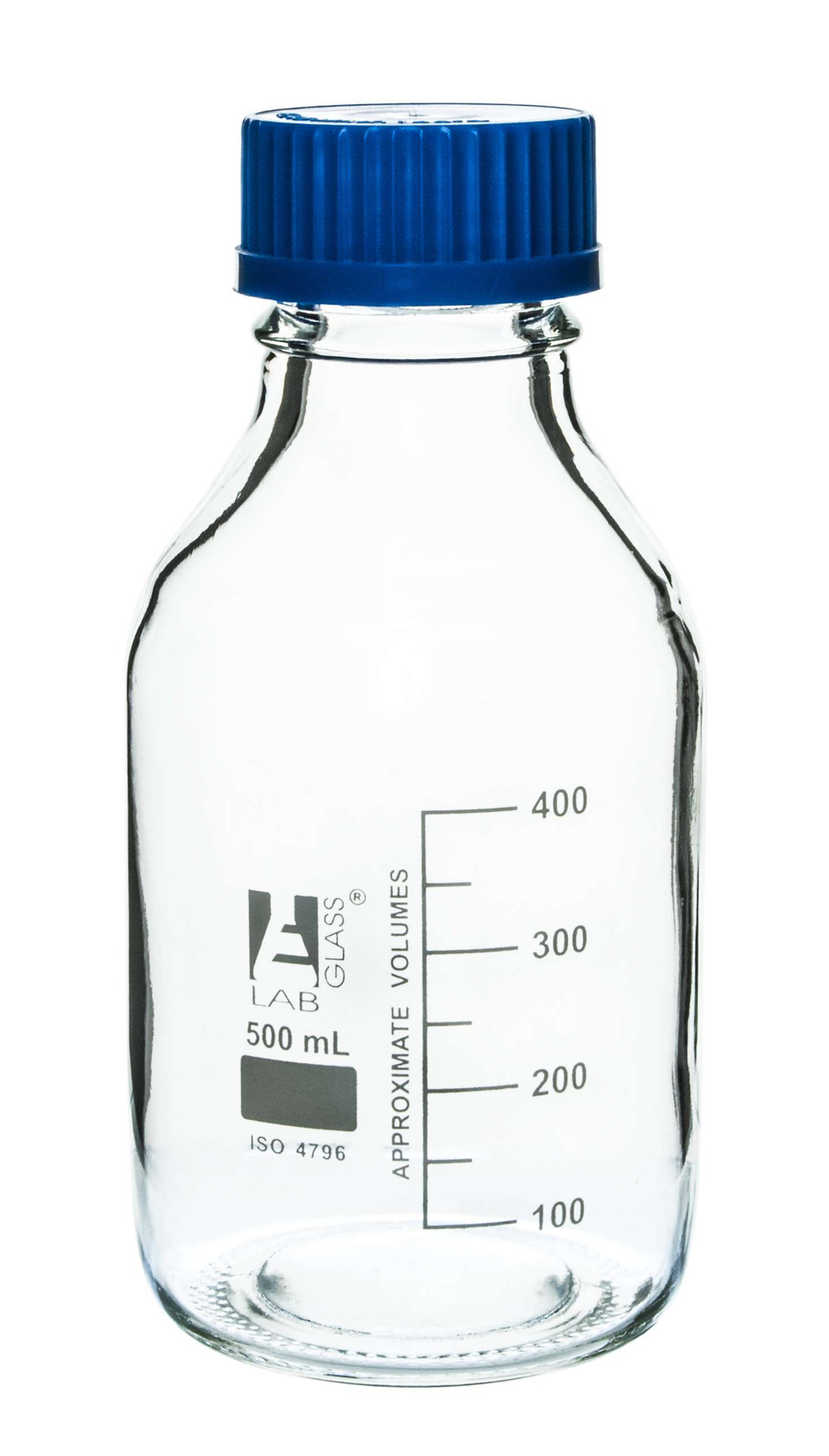 Reagent Bottle, 100ml - Transparent with Blue Screw Cap - White ...