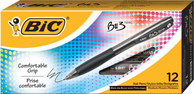 BU3 GRIP MEDIUM POINT (1.0mm) BALLPOINT PEN DOZEN BOX -BLACK | Geyer ...