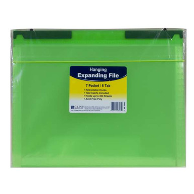 7-Pocket Expanding File with Hanging Tabs, Bright Green, 1/EA (Set of ...