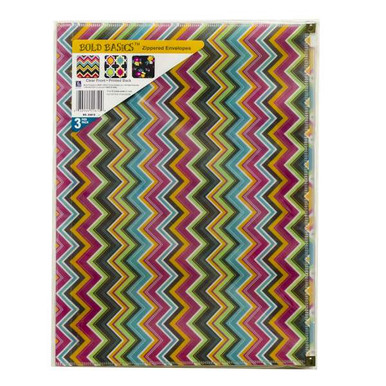 Bold Basics Zip 'N Go Reusable Envelope, Assorted, 3/PK (Set of 12 PK ...