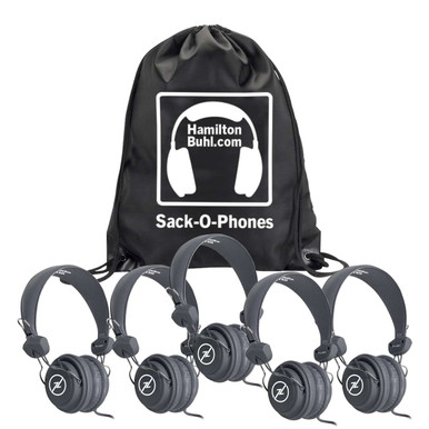 Sack-O-Phones, 5 Gray Favoritz Headsets with In-Line Microphone and ...