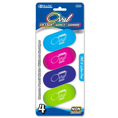 Bright Color Oval Eraser (4/Pack) 24 Pack | Geyer Instructional Products