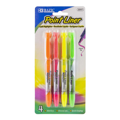 Pen Style Fluorescent Color Liquid Highlighter (4/Pack) 24 Pack | Geyer ...