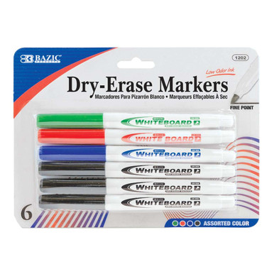 Assorted Colors Fine Tip Dry-Erase Markers (6/Pack) 12 Pack | Geyer ...