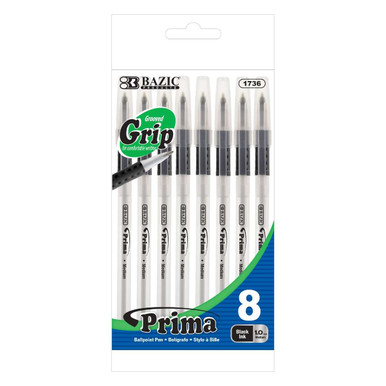 Prima Black Stick Pen w/ Cushion Grip (8/Pack) 24 Pack | Geyer ...