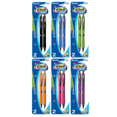 Ciel Oil-Gel Ink Retractable Pen w/ Rubberized Barrel & Metal Clip (2 ...