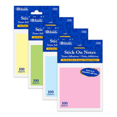 100 Ct. 3" X 3" Stick On Notes 24 Packs - 224318 | Geyer Instructional ...