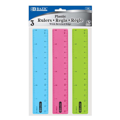 6" (15cm) Plastic Ruler (3/Pack) 24 Packs - 224154 | Geyer ...