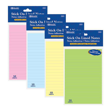 50 Ct. 4" X 6" Lined Stick On Notes 24 Packs - 224330 | Geyer ...