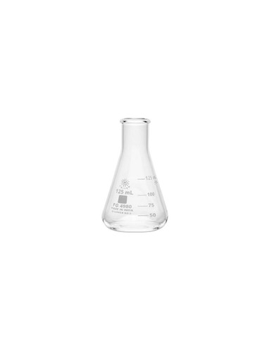 ERLENMEYER FLASK, NARROW MOUTH, BOROSILICATE GLASS, 125ML, CASE, PK/48 ...