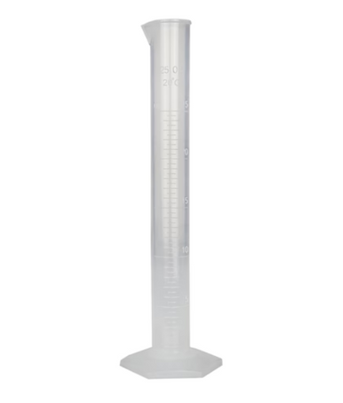 Polypropylene Graduated Cylinder with Hex Base, 25ml Capacity
