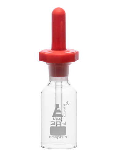 30ml Borosilicate Dropping Bottle - Eye Dropper & Rubber Bulb