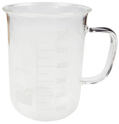 Beaker Mug 600ml Borosilicate Glass