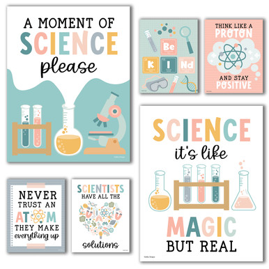 Boho Science Bulletin Board Posters - Classroom Decor Set of 6