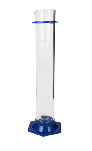 Glass Graduated Cylinder With Plastic Hex Base and Bumper Guard, 1000ml