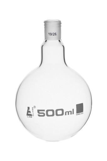 Eisco Labs: 500ml Round Bottom Boiling Flask with 19/26 Screw Thread Joint