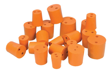 Eisco Labs: 50 Pack Assorted Rubber Stoppers with Two Holes - Durable ...