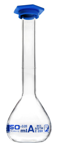 Eisco Labs: 50ml Volumetric Flask - Class A, ASTM - Snap Cap - Blue ...