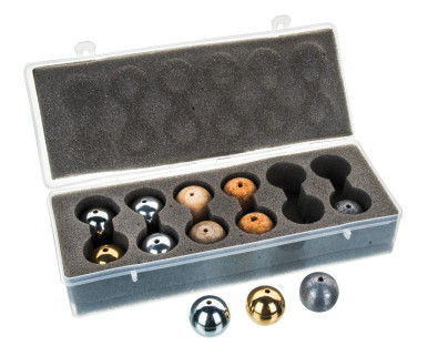 Eisco Labs: 1" Drilled Ball Set – 12 Mixed Material Balls for Physics
