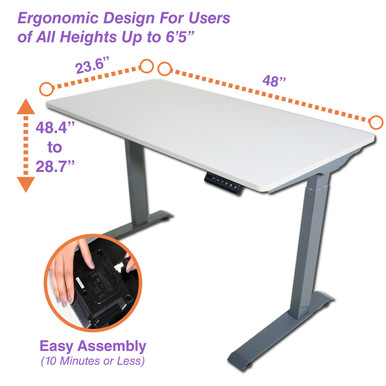 White 4ft Electric Height Adjustable Standing Desk