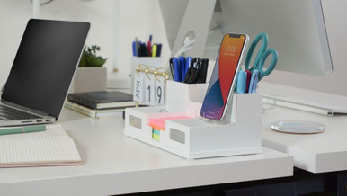 White Desktop Organizer with Phone Slot