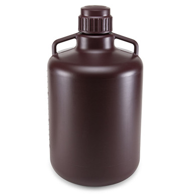 20L Amber HDPE Carboy with Handles & PP Screwcap, Autoclavable