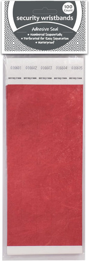 DuPont Tyvek Red Security Wristbands Pack of 100