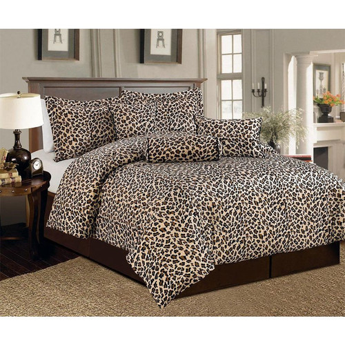 Leopard Print Faux Fur Comforter Bedding Set - Legacy Decor