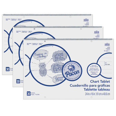Chart Tablet, Cursive Cover, 1" Ruled, 24" x 16", 30 Sheets Per Tablet ...