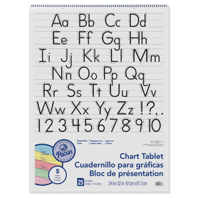 Colored Paper Chart Tablet, Manuscript Cover, 5 Assorted Colors, 1-1/2 ...