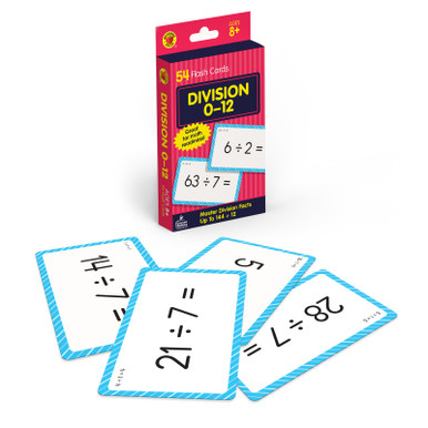 Division 0 to 12 Flash Cards, 54 Cards - Teachchildren.com