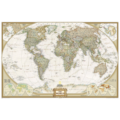 World Executive Map, Enlarged and Laminated, 73" x 48" - Teachchildren.com