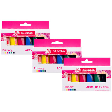 Acrylic Set, 12mL, Primary, 6 Per Set, 3 Sets - Teachchildren.com