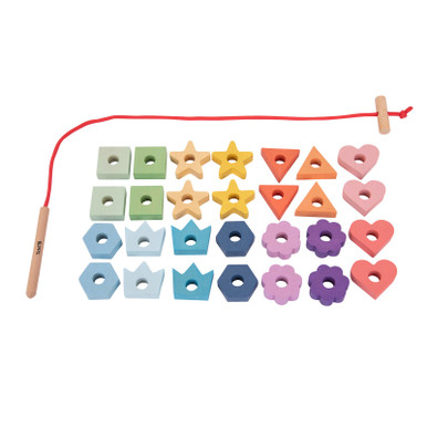 Rainbow Wooden Lacing Shapes - Teachchildren.com