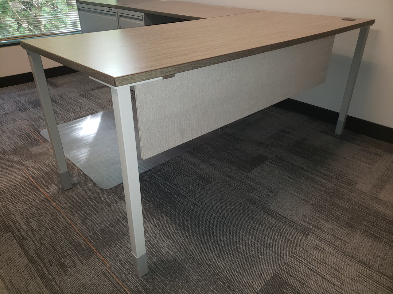 Used Global Evolve L Desk set with Bookcase and 2 Drawer Lateral File ...