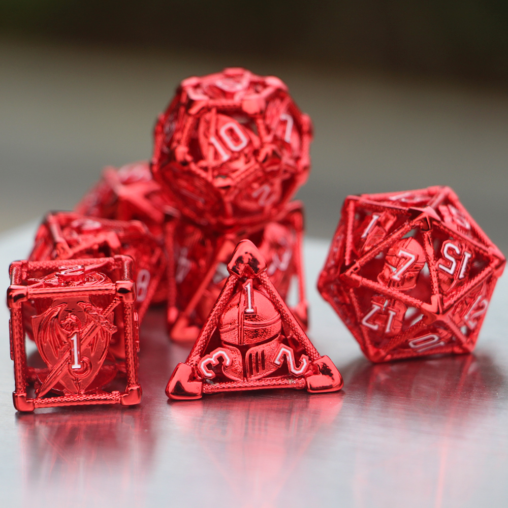 Platinum hawk Hollow metal dice hollow DND dice SET hollow knight dice ...