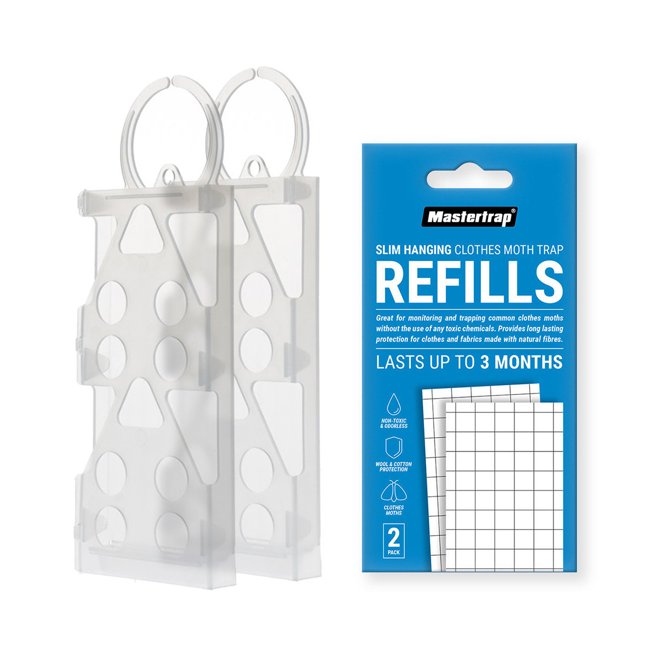 Mastertrap Clothes Moth Traps 2 Refill Pads with 2 Hangers