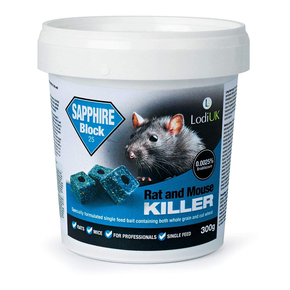 Rat Poison - Rodents Killer Sapphire Blocks Brodifacoum 300g