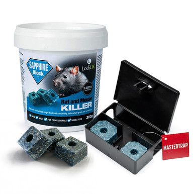 Mouse Poison Bait Stations - 5 Boxes + 300g Poison Blocks