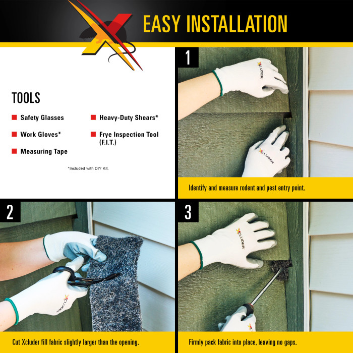 Xcluder Rodent Control Fill Fabric - Large DIY Kit with Inspection Tool ...