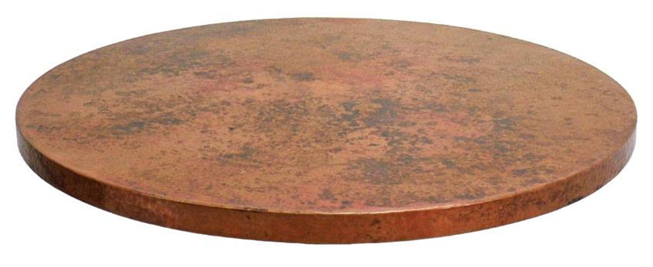 Round Copper Bar Height Table with Cast Disc Base Somber 24 Diameter Plywood