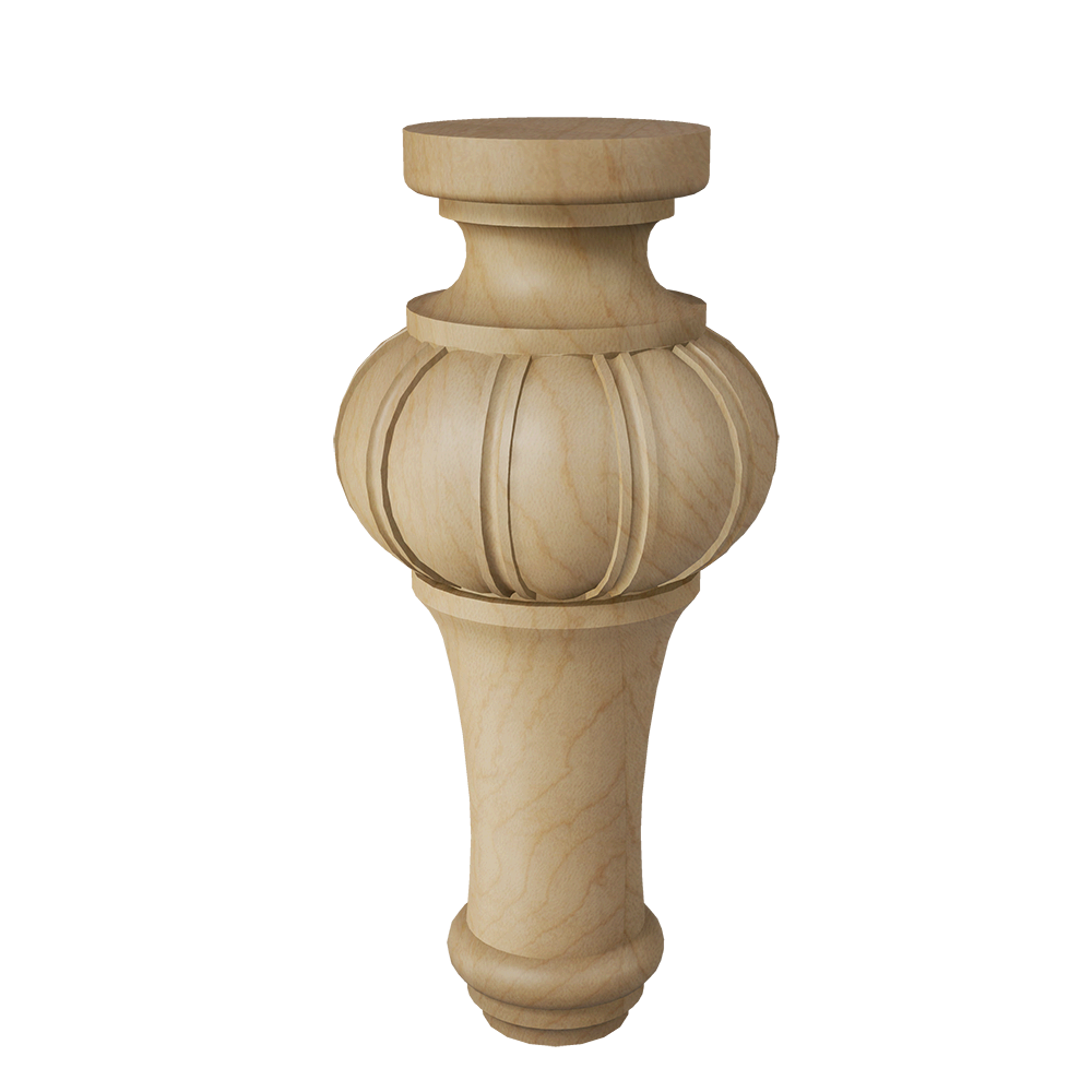 8" Fluted Carved Bella Bun Foot BW707440