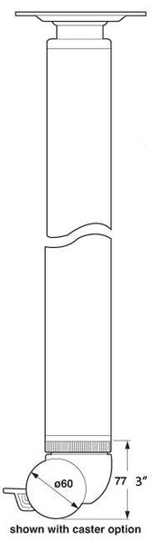 Rolling Height Adjustable Table Leg - Silver