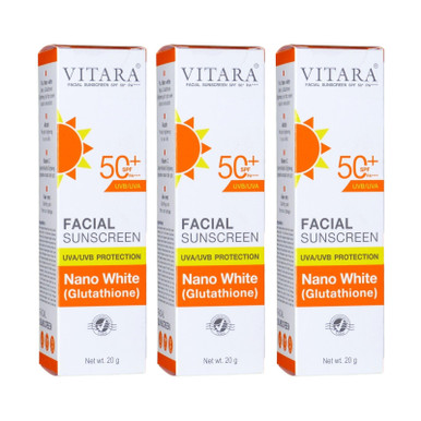 Vitara Facial Sunscreen With Glutathione SPF 50 Pack of 3