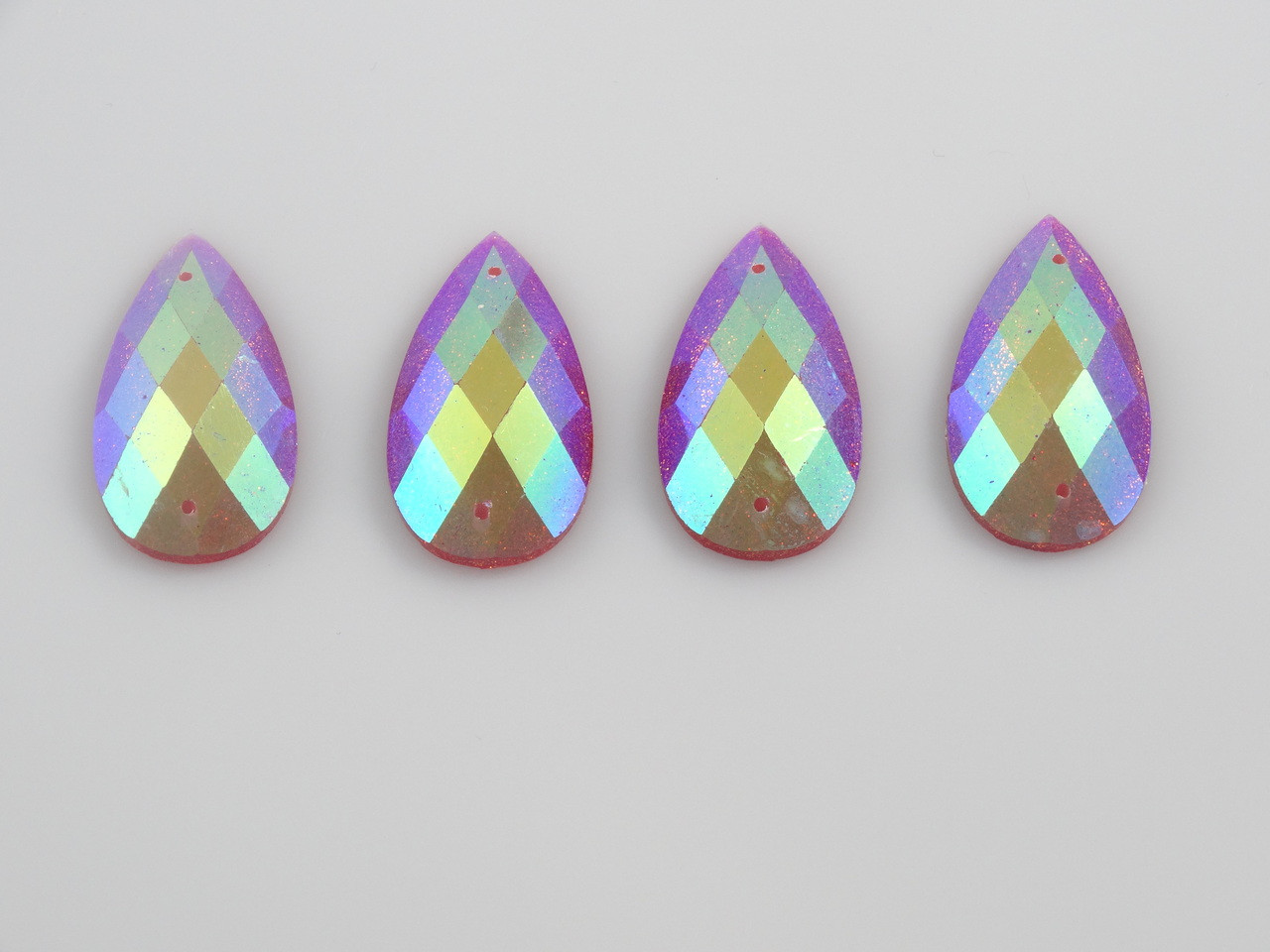 10 Pieces - 16 x 30 mm Tear Drop Stone Red Glitter AB - Shi'dor