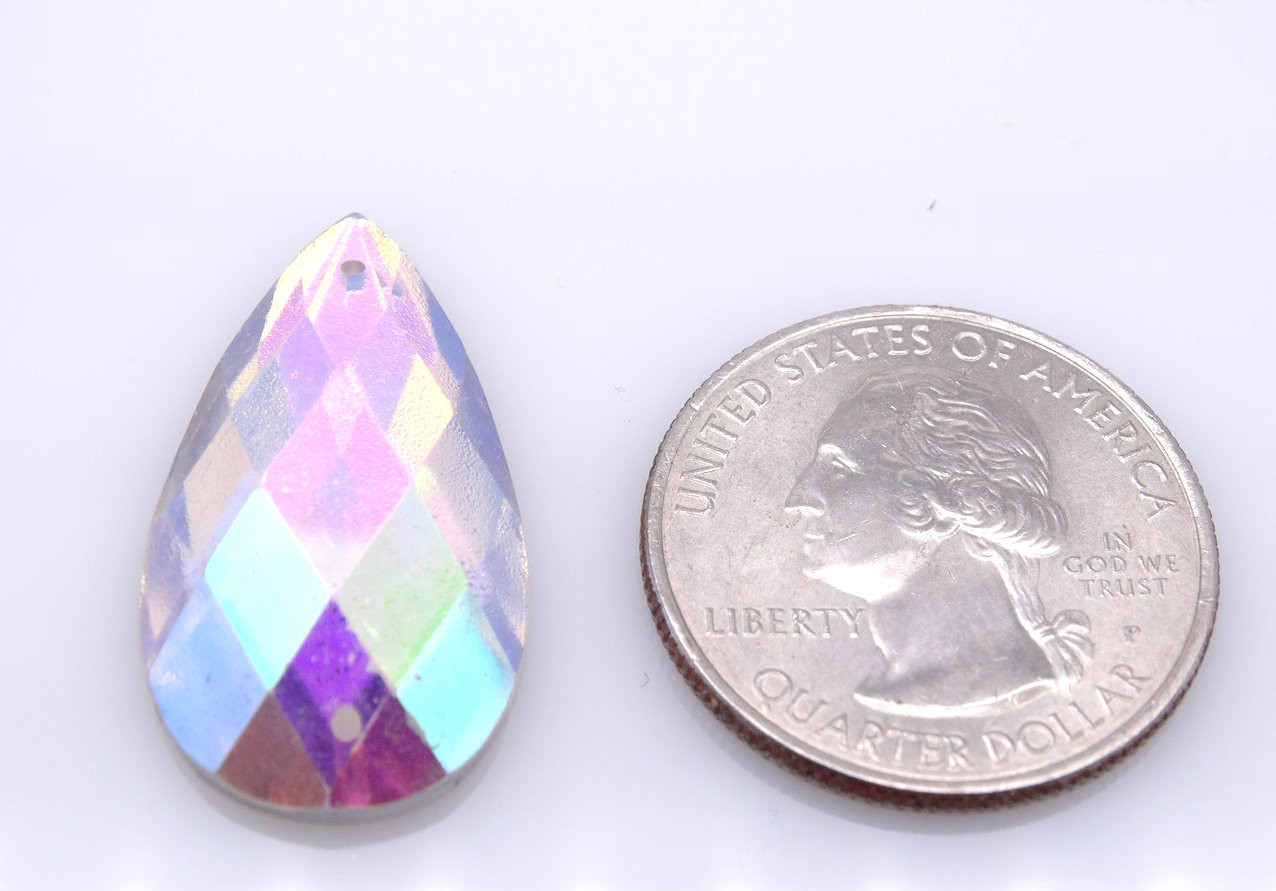 50 Pieces - 16 x 30 mm Tear Drop Stone AB Finish Clear - Shi'dor