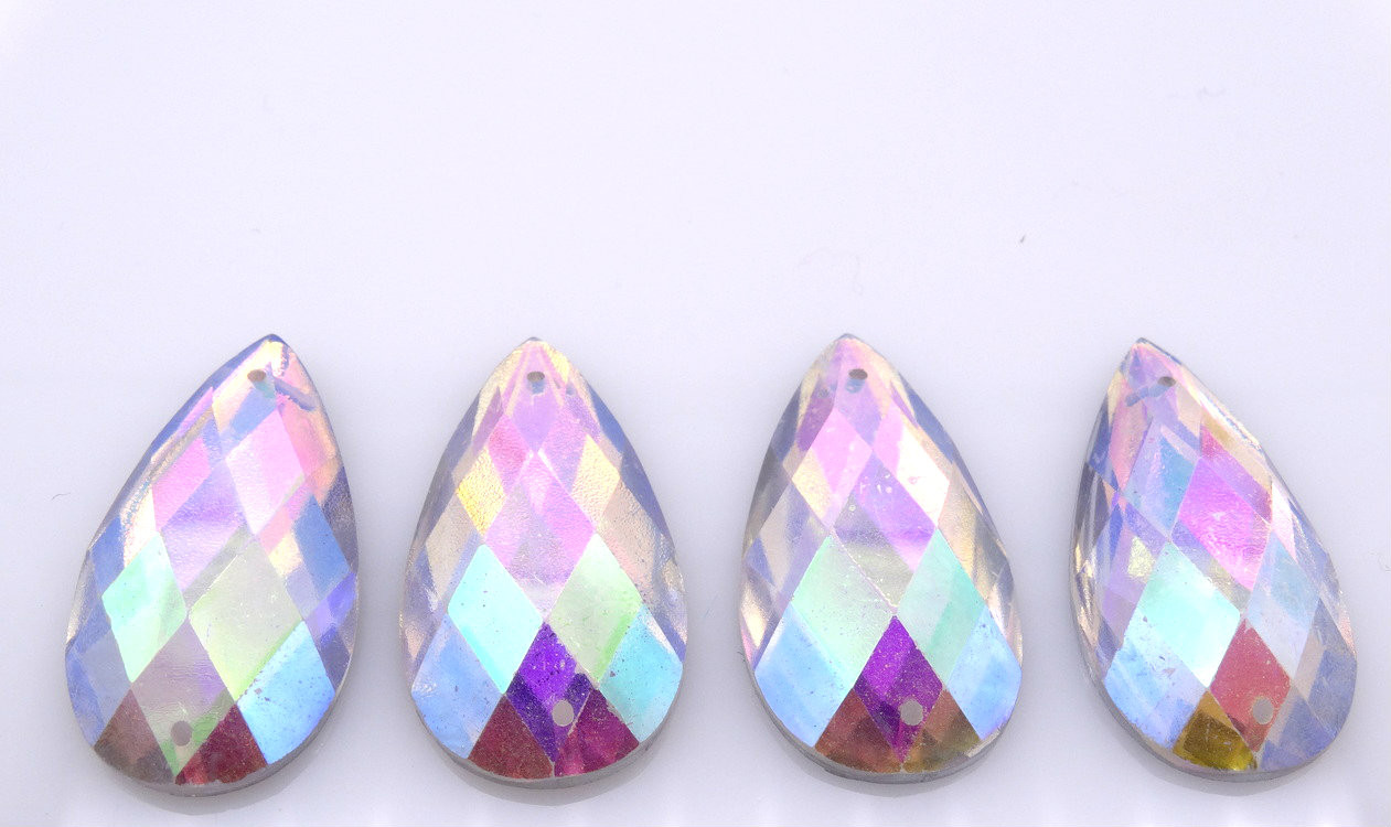 50 Pieces - 16 x 30 mm Tear Drop Stone AB Finish Clear - Shi'dor