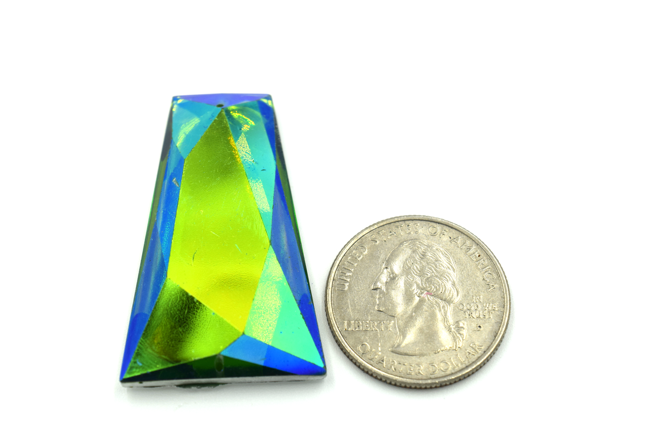 10 Pieces - 25x43 mm Trapezoid Stone - Turquoise AB - Shi'dor