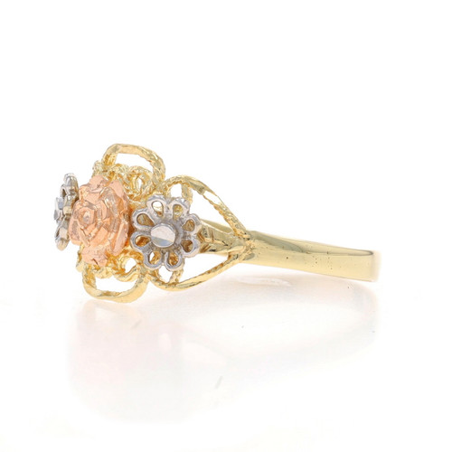 Yellow Gold Flower Trio Statement Ring - 14k Botanical - Wilson ...